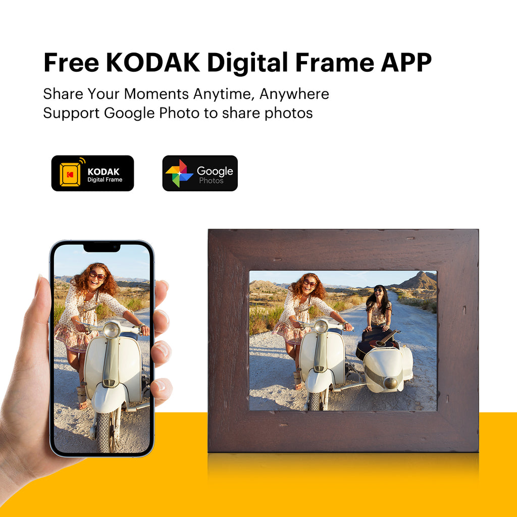 KODAK Classic Photo Frame 8-Inch Wi-Fi Enabled Candlenut Distressed Wo ...
