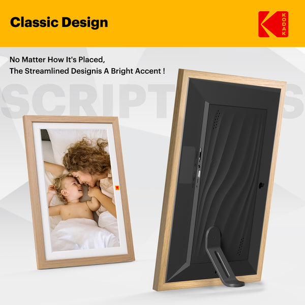 KODAK 15.6-inch Wi-Fi Enabled Digital Photo with Natural Wooden Frame ...