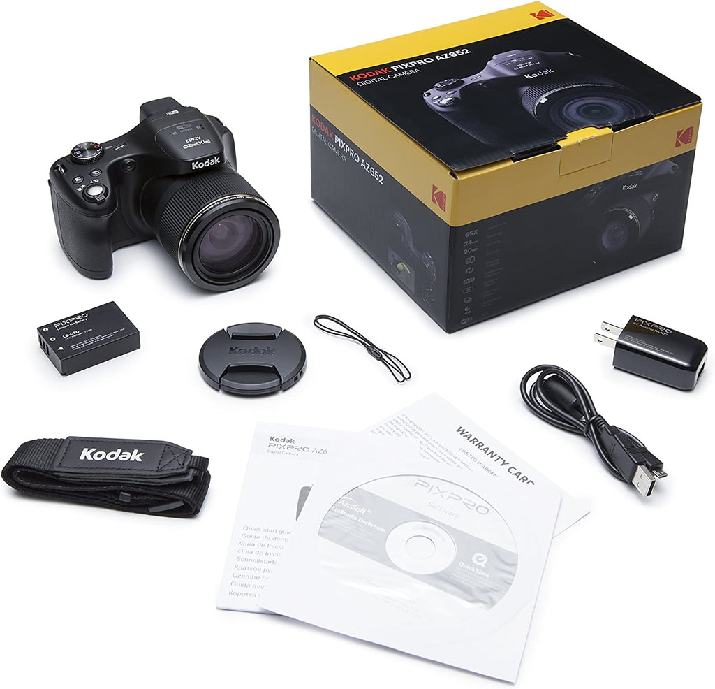 Kodak PIXPRO AZ652 Black 20MP Digital Camera with 65x Optical Zoom ...